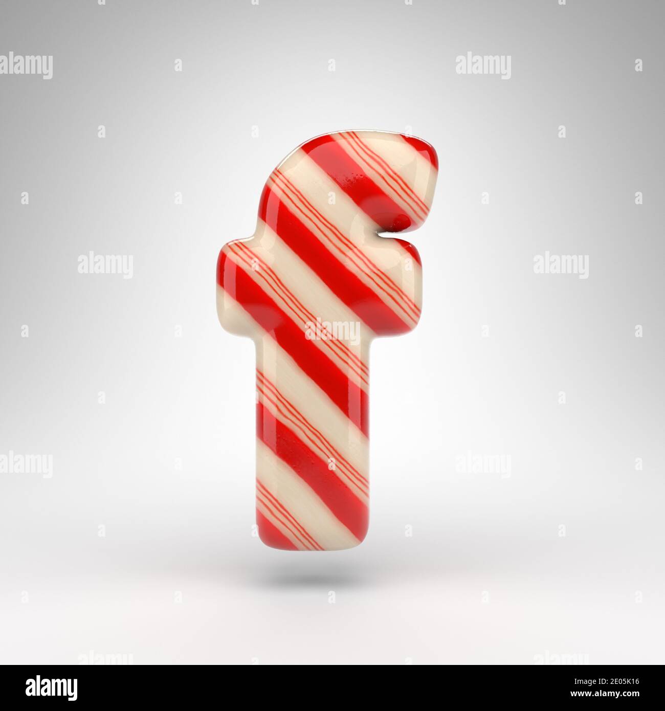Letter F lowercase on white background. Candy cane 3D rendered font ...