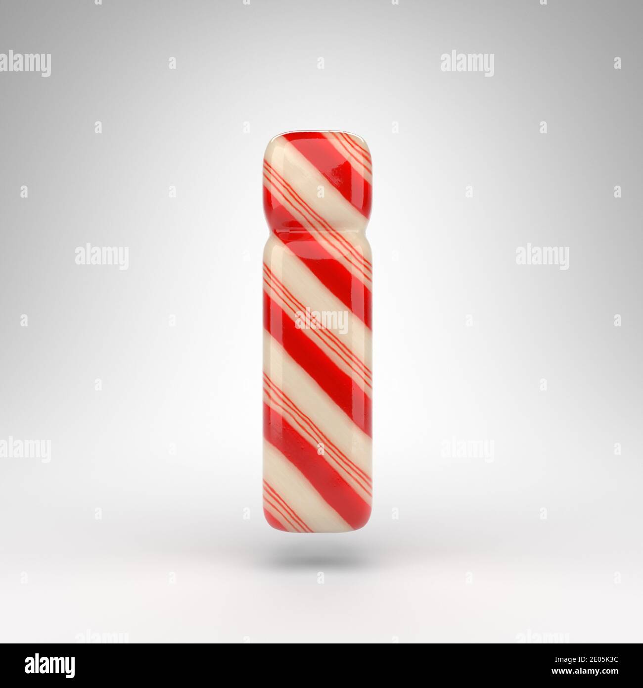 Letter I lowercase on white background. Candy cane 3D rendered font ...