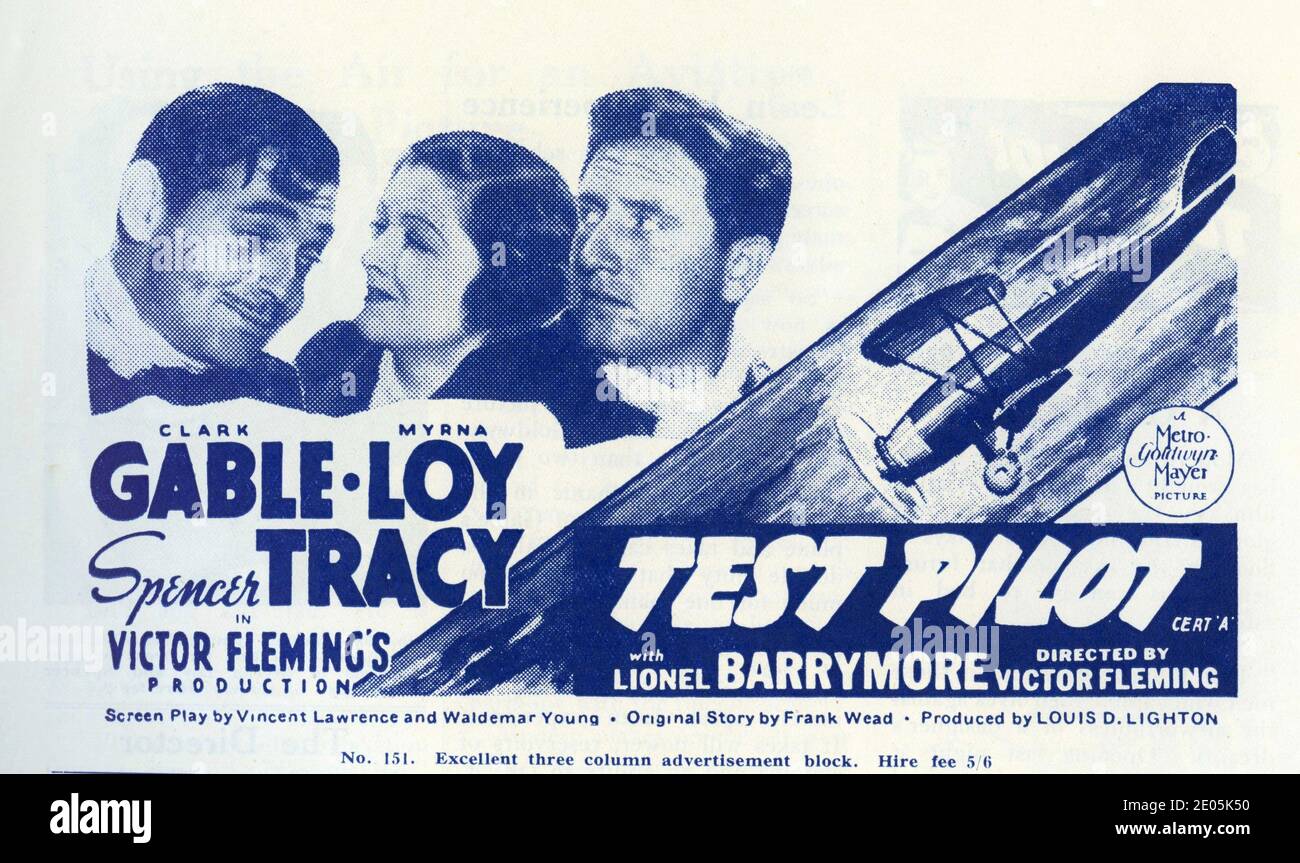 CLARK GABLE MYRNA LOY and SPENCER TRACY in TEST PILOT 1938 director ...