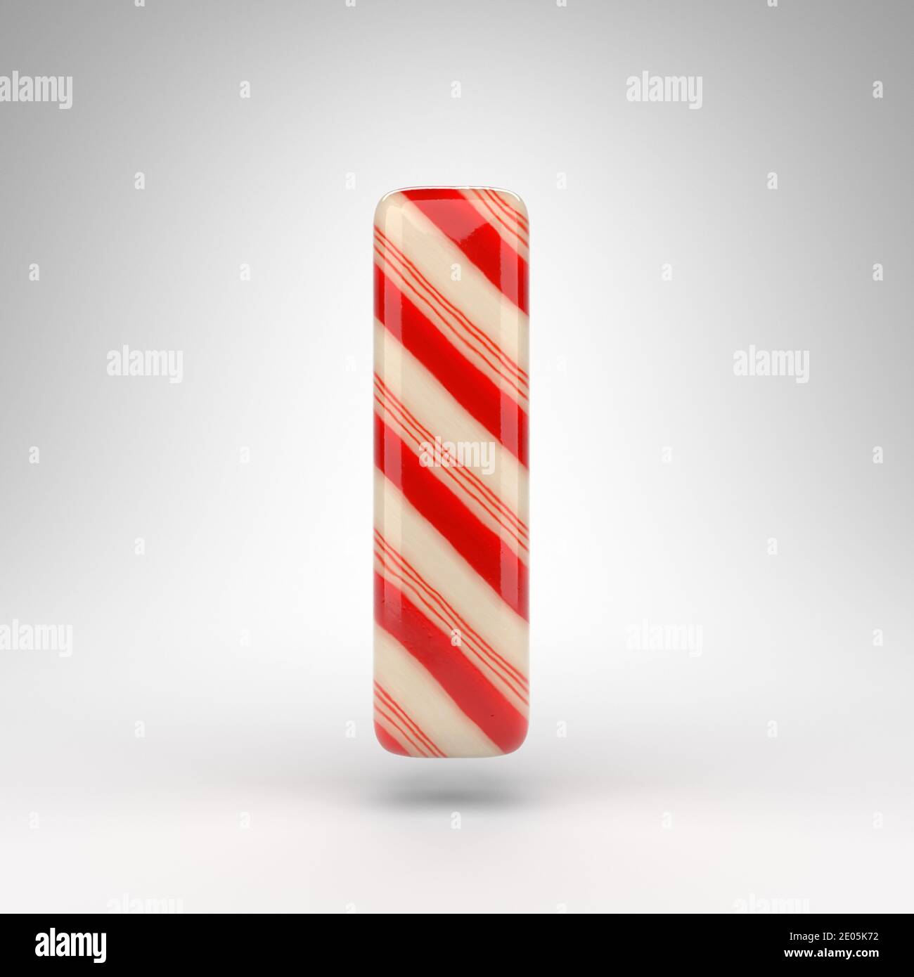 Letter L lowercase on white background. Candy cane 3D rendered font ...
