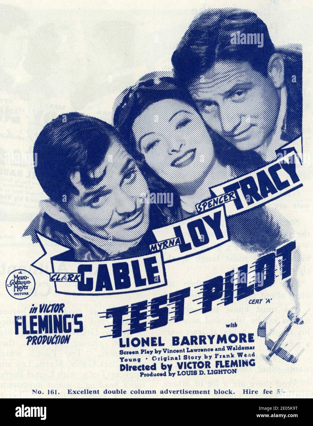 CLARK GABLE MYRNA LOY and SPENCER TRACY in TEST PILOT 1938 director ...
