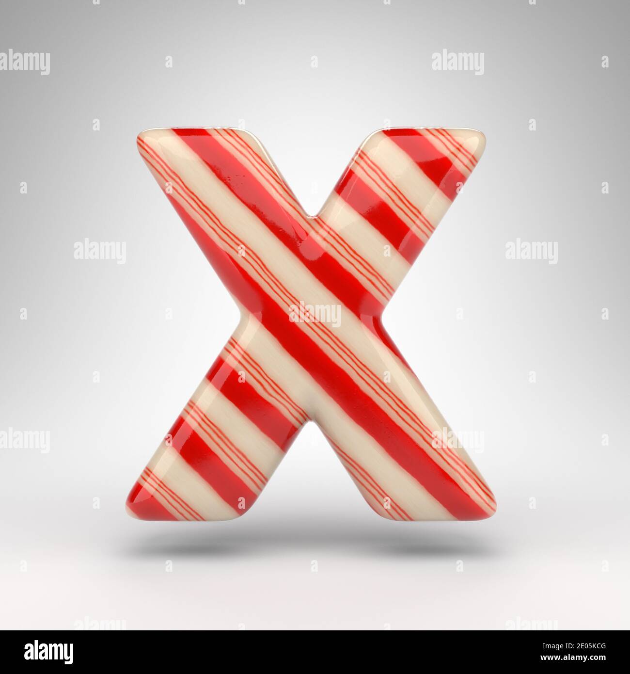 Letter X uppercase on white background. Candy cane 3D rendered font ...