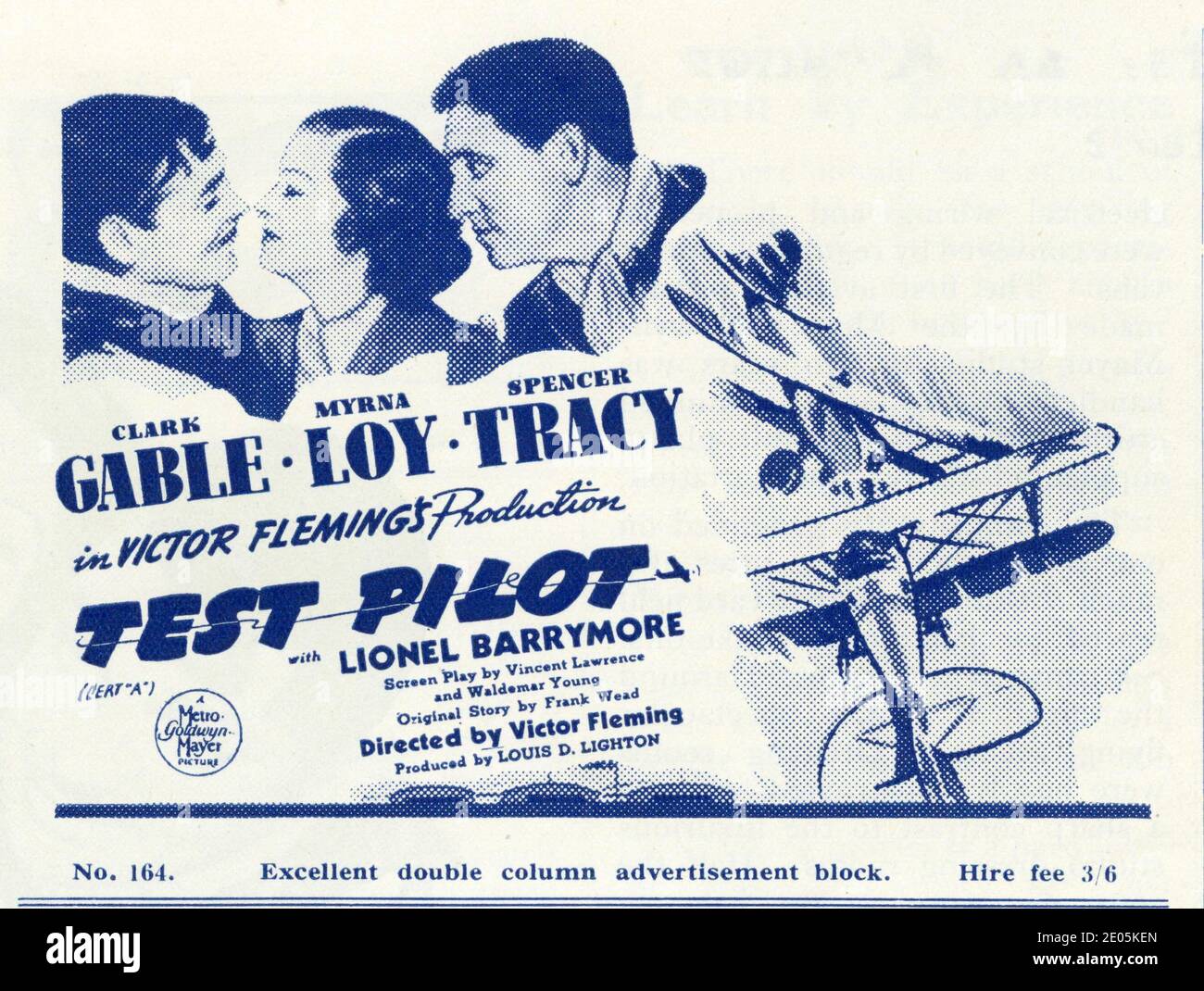 CLARK GABLE MYRNA LOY and SPENCER TRACY in TEST PILOT 1938 director ...