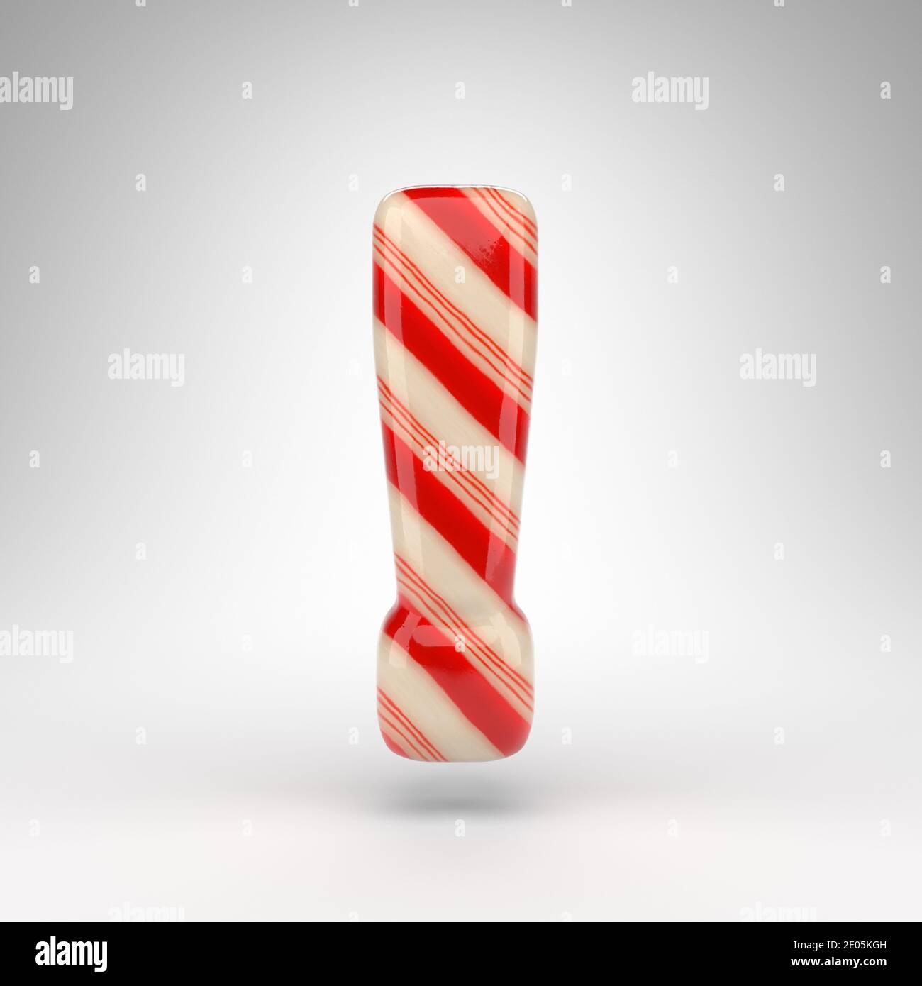 Exclamation point symbol on white background. Candy cane 3D rendered ...
