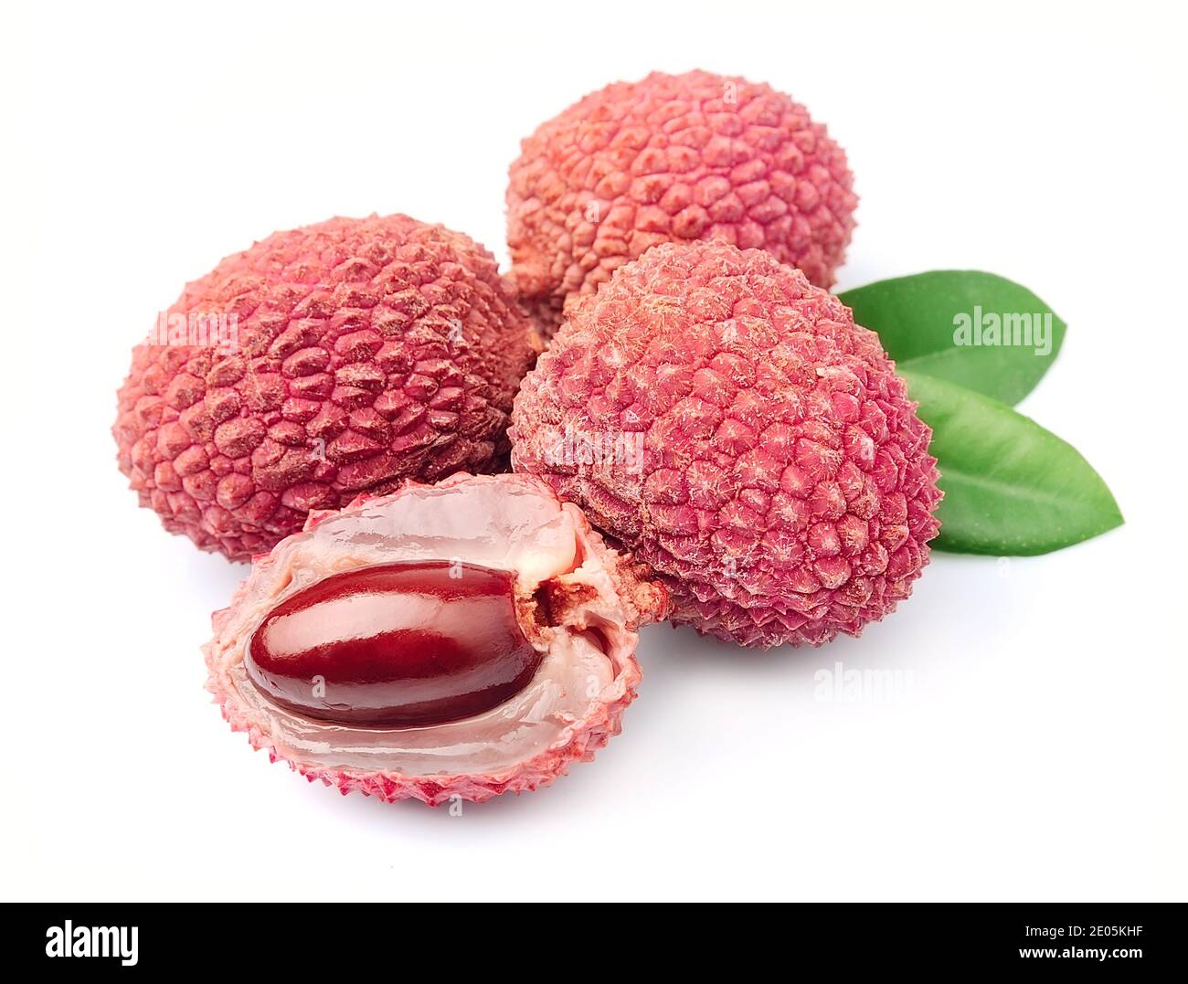 Sweet lychees fruits close up on white background Stock Photo - Alamy