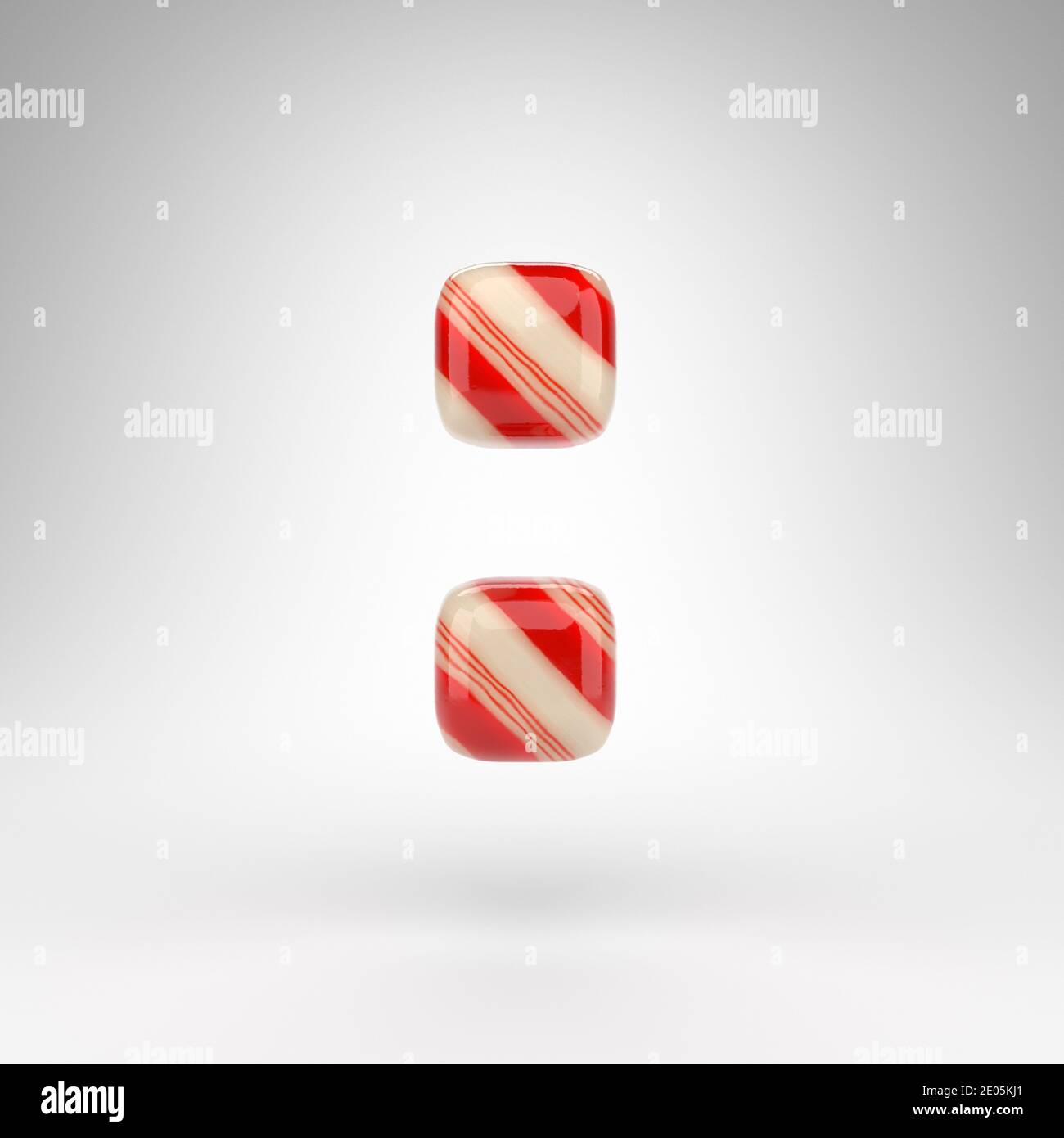 Colon symbol on white background. Candy cane 3D rendered sign with red ...