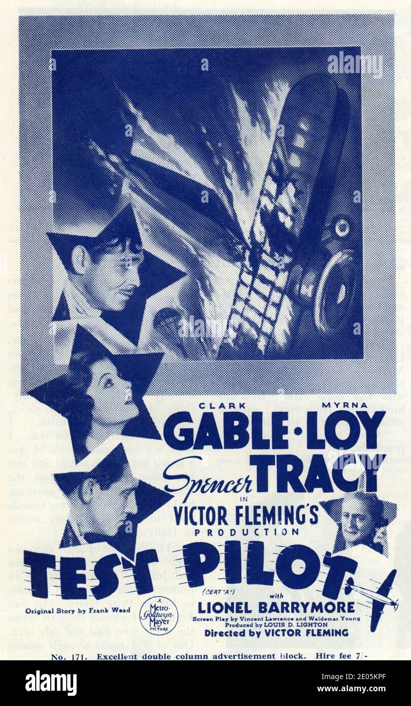 CLARK GABLE MYRNA LOY and SPENCER TRACY in TEST PILOT 1938 director ...