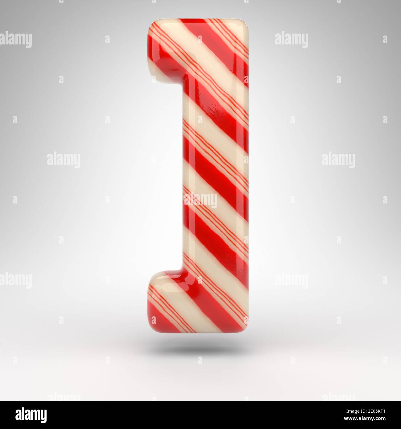 Right square bracket symbol on white background. Candy cane 3D rendered ...