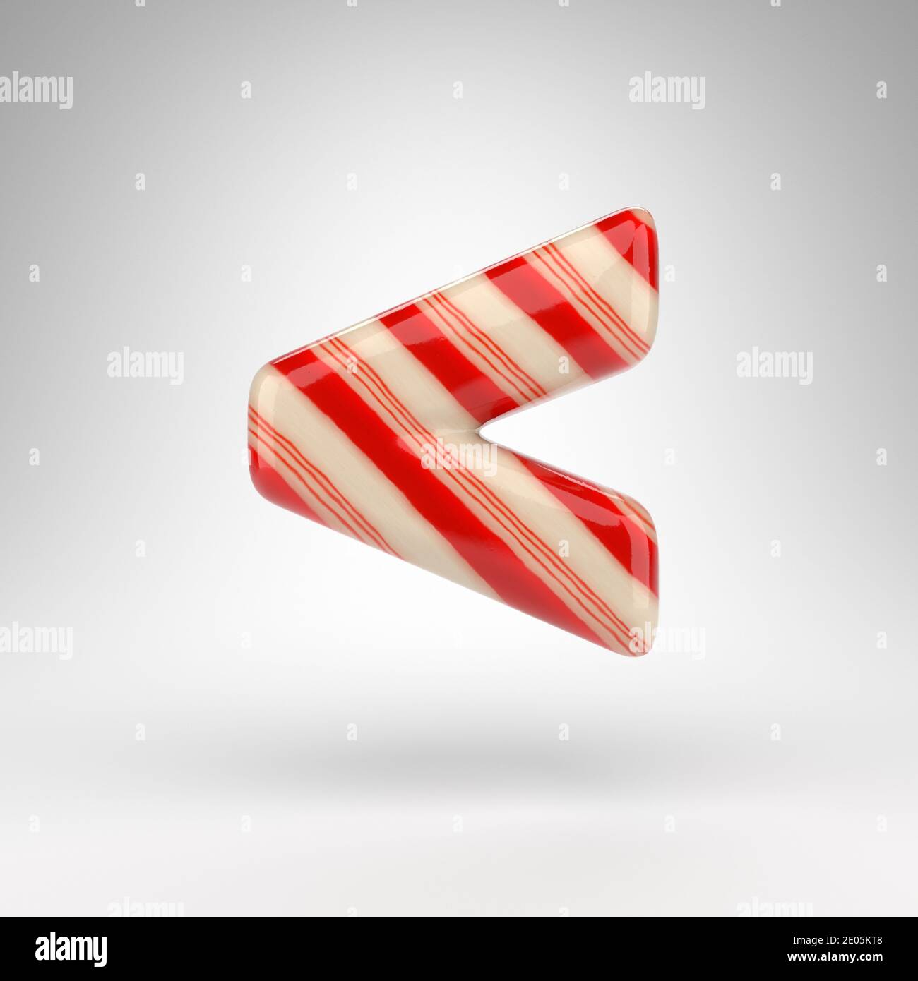 Less than symbol on white background. Candy cane 3D rendered sign with ...
