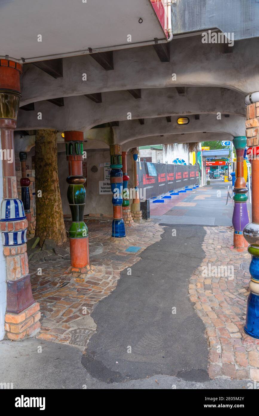 KAWAKAWA, NEW ZEALAND, FEBRUARY 17, 2020: Hundertwasser Public Toilets ...