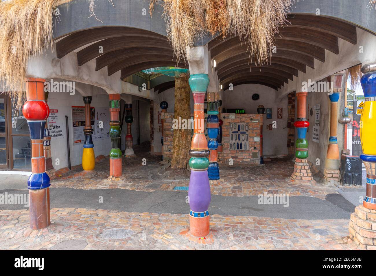 KAWAKAWA, NEW ZEALAND, FEBRUARY 17, 2020: Hundertwasser Public Toilets ...