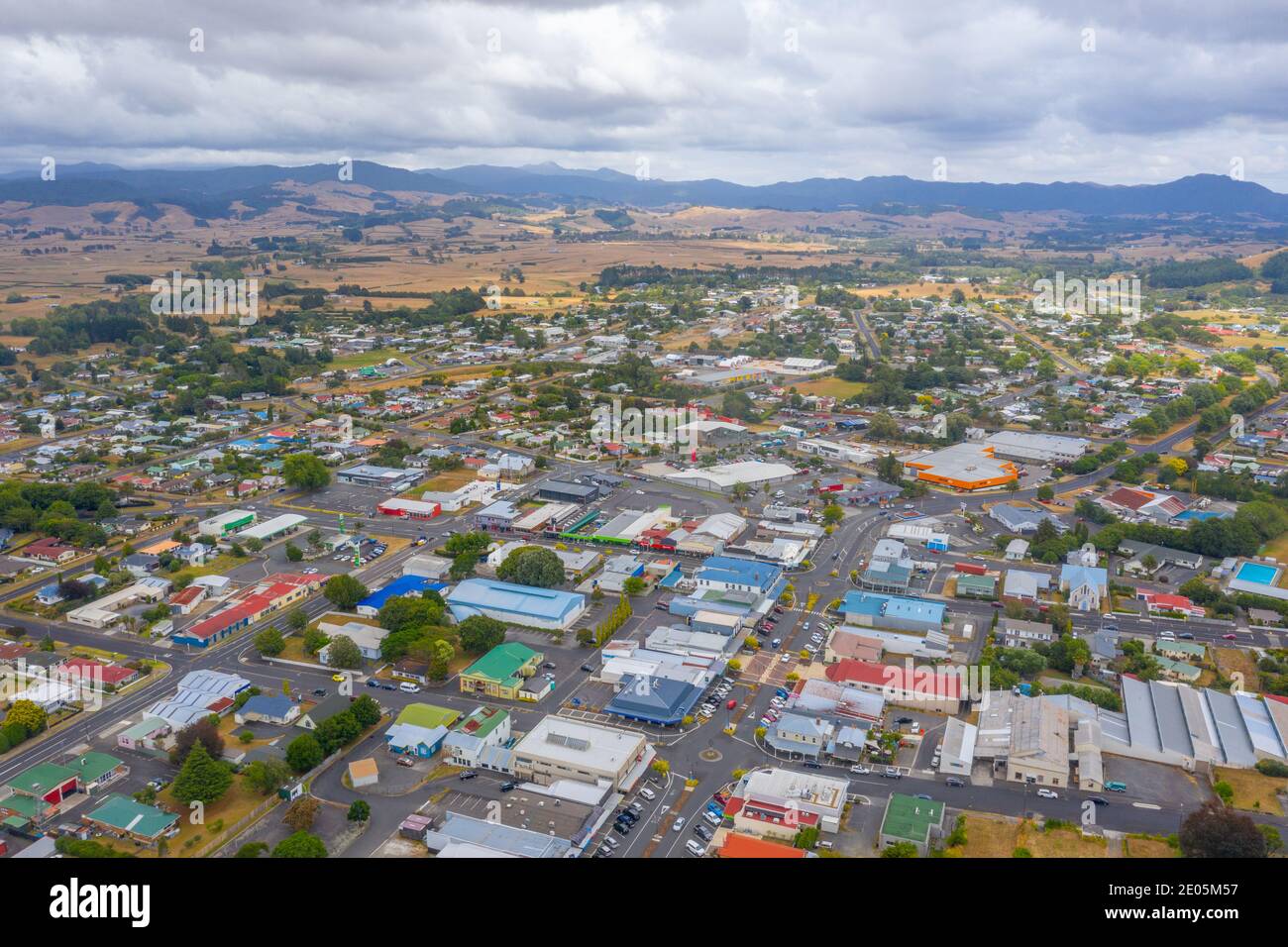 WAIHI, NEW ZEALAND, FEBRUARY 15, 2020: Aerial view of Waihi, New ...