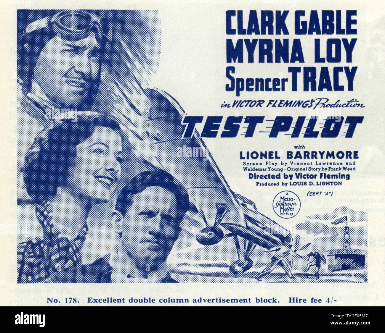 CLARK GABLE MYRNA LOY and SPENCER TRACY in TEST PILOT 1938 director ...