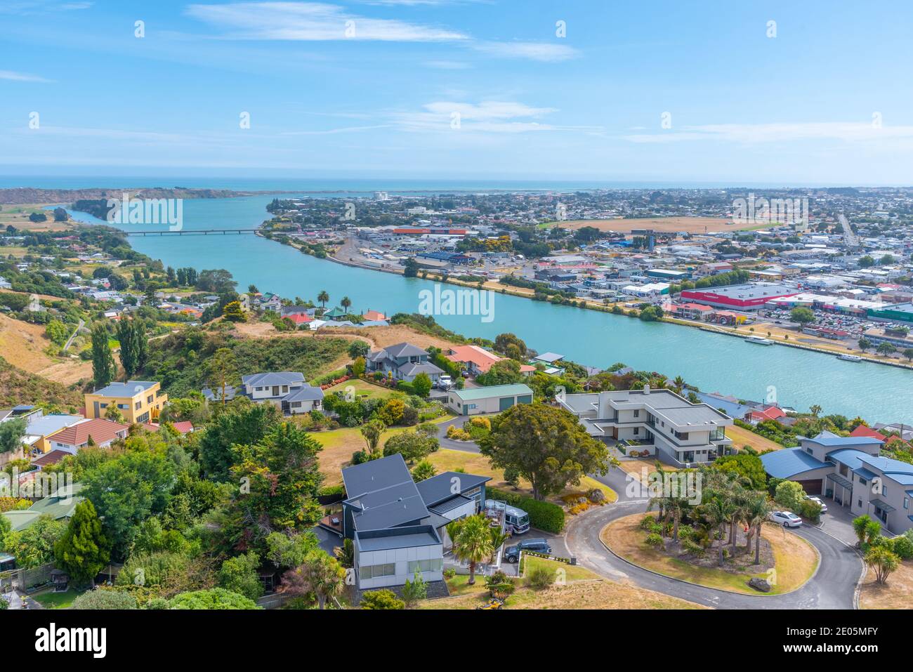 WHANGANUI, NEW ZEALAND, FEBRUARY 13, 2020: Aerial view of Whanganui ...