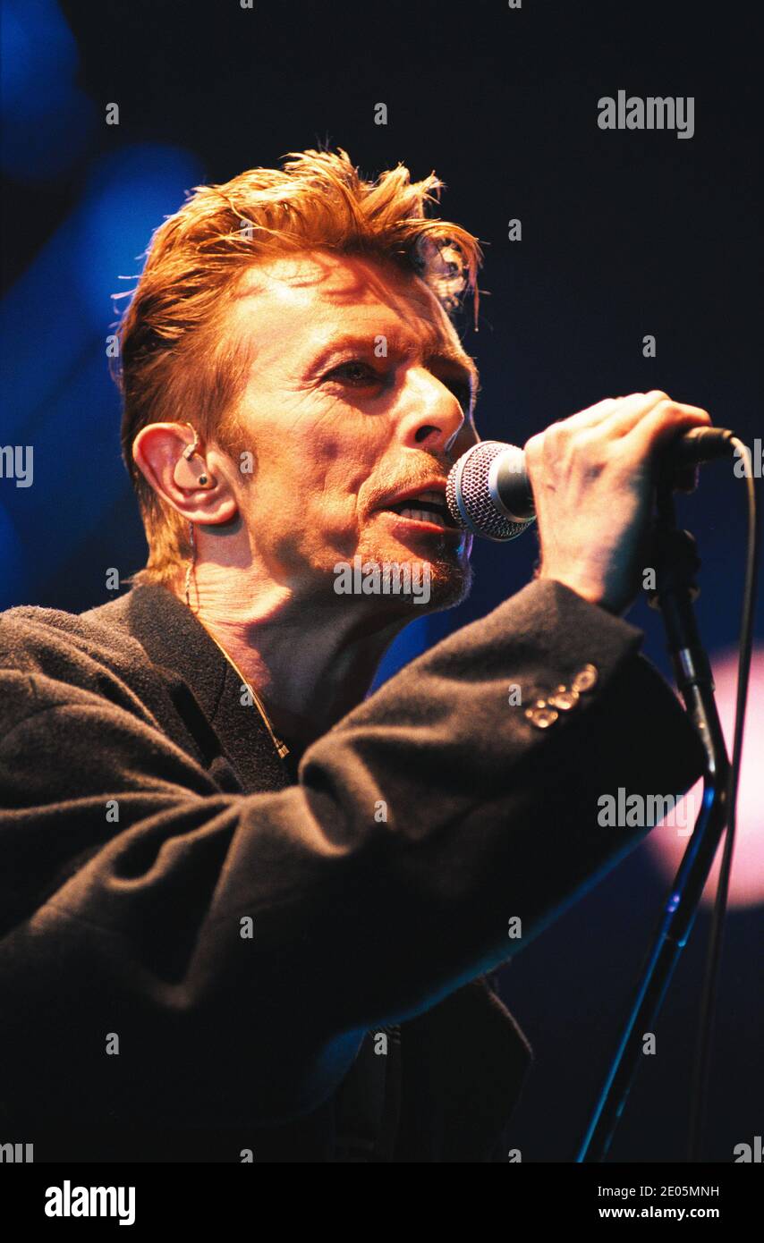 David Bowie on stage at the Big Twix Mix series of concerts held at the ...