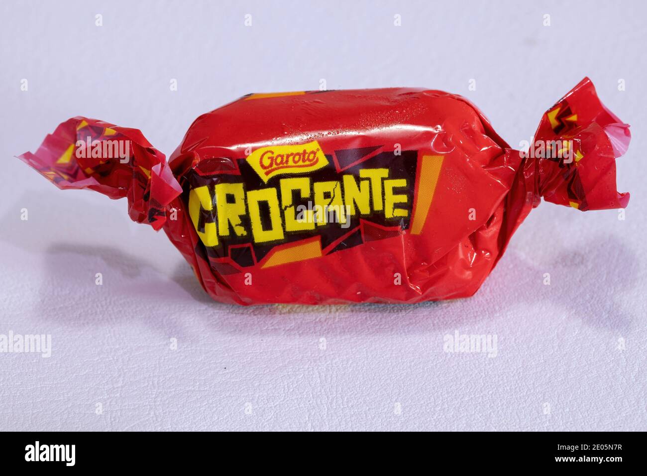 Crispy Brazilian chocolate candy with peanuts in macro view Stock Photo ...