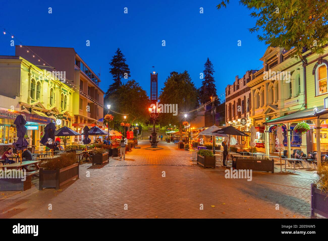 NELSON, NEW ZEALAND, FEBRUARY 4, 2020: Night view of Trafalgar street ...