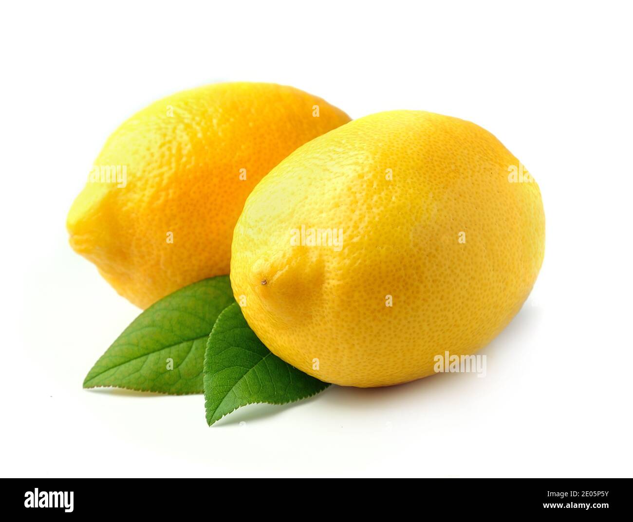 Sweet two lemon with leaves on white backgrounds Stock Photo - Alamy