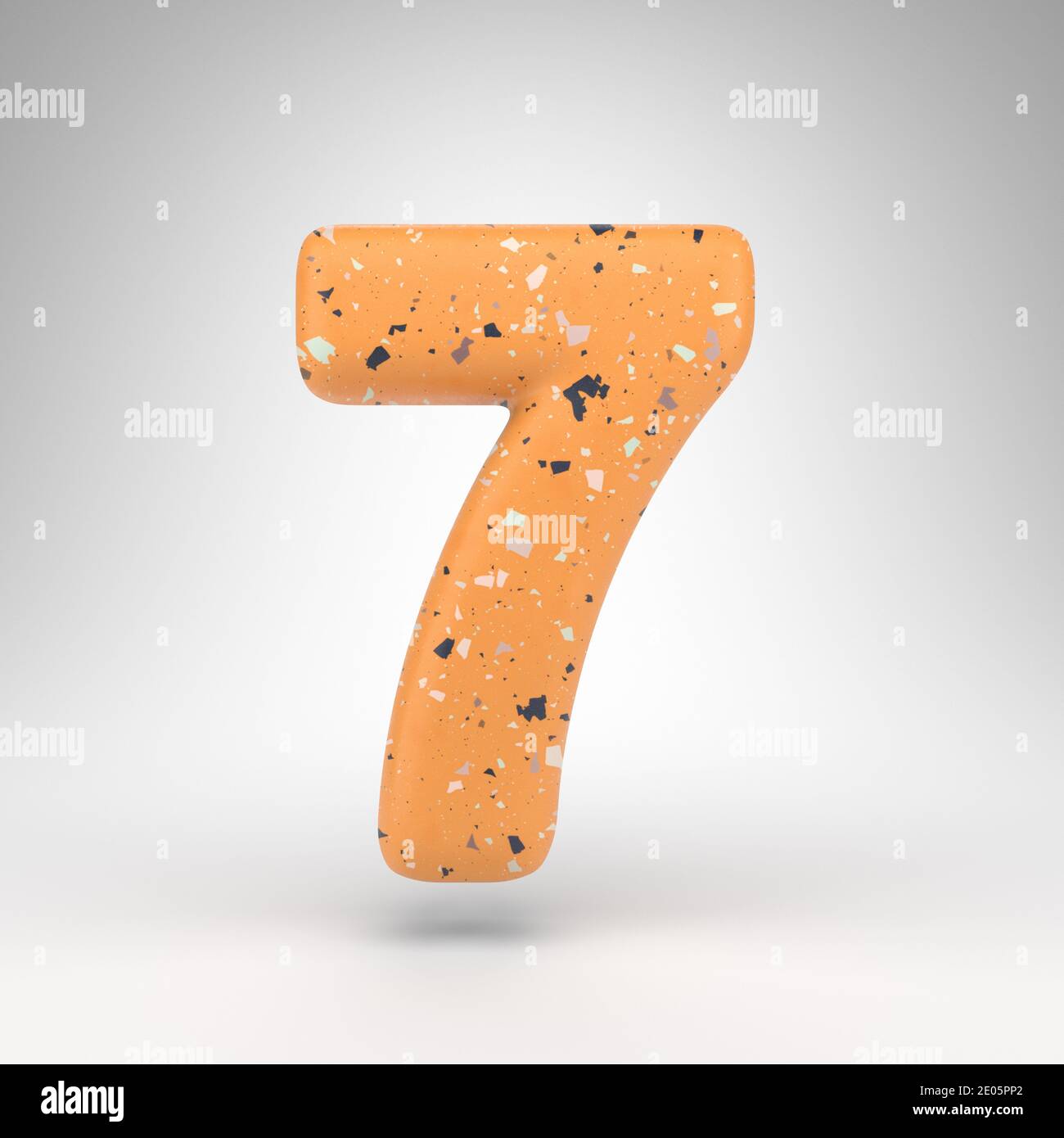 Number 7 on white background. 3D rendered number with orange terrazzo ...