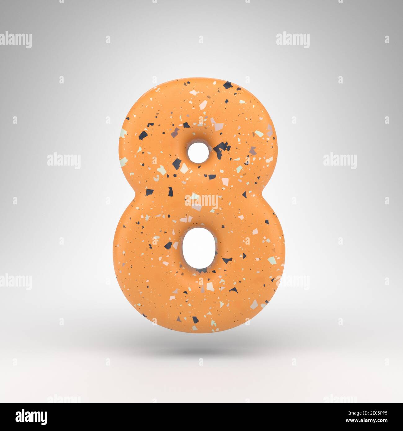 Number 8 on white background. 3D rendered number with orange terrazzo ...