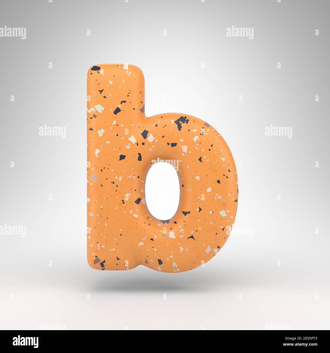 Letter B lowercase on white background. 3D rendered font with orange ...