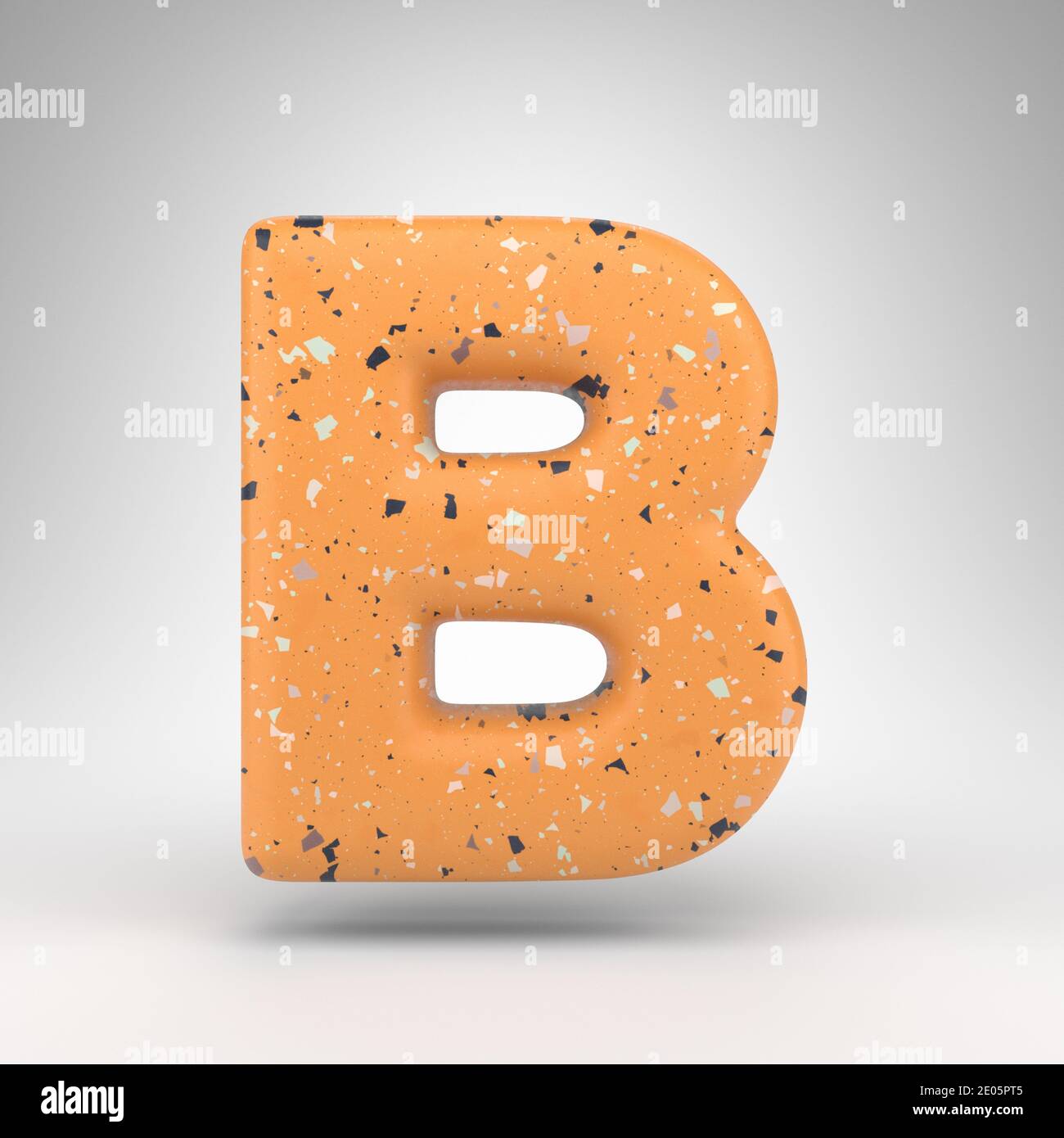 Letter B uppercase on white background. 3D rendered font with orange ...