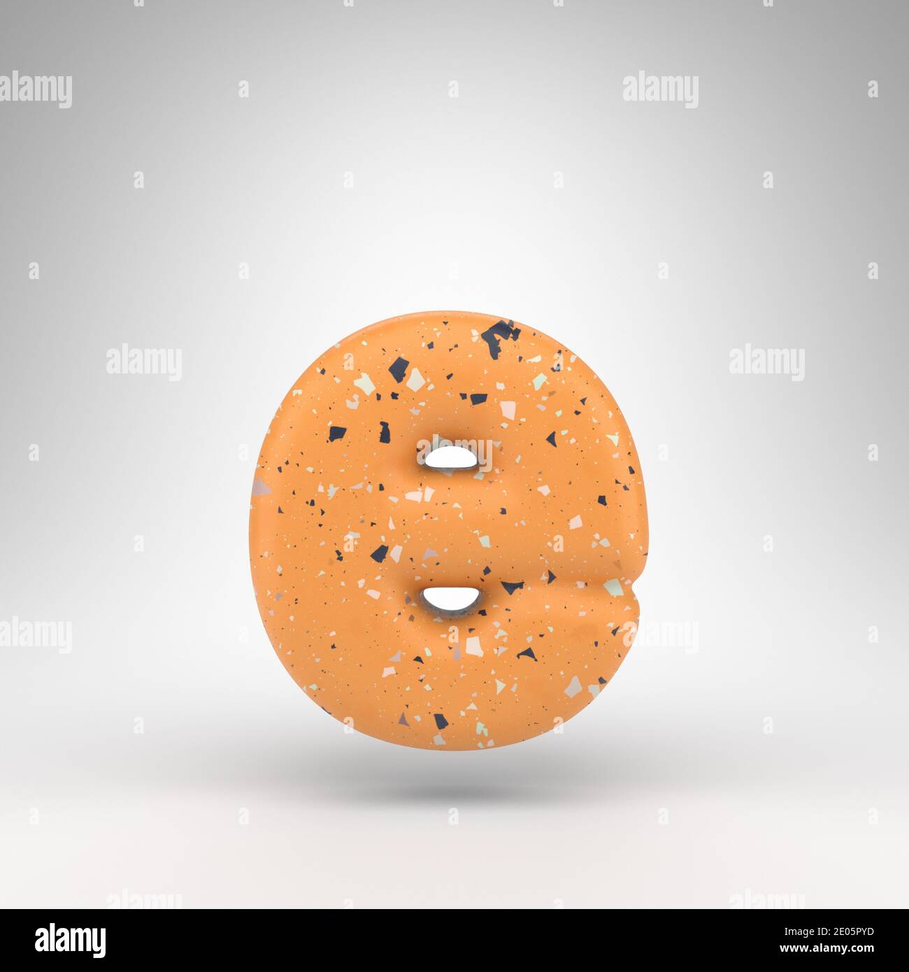 Letter E lowercase on white background. 3D rendered font with orange ...