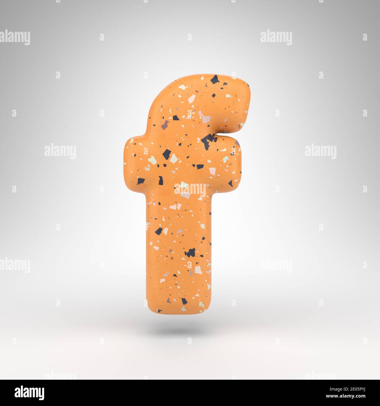 Letter F lowercase on white background. 3D rendered font with orange ...