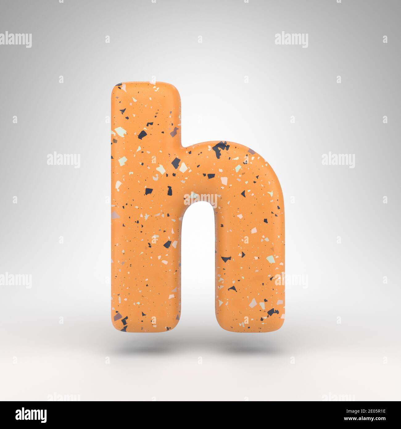 Letter H lowercase on white background. 3D rendered font with orange ...