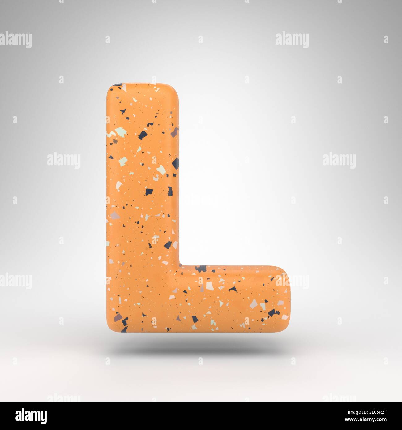 Letter L uppercase on white background. 3D rendered font with orange ...