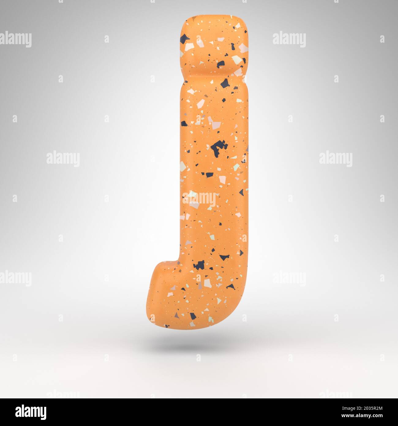 Letter J lowercase on white background. 3D rendered font with orange ...