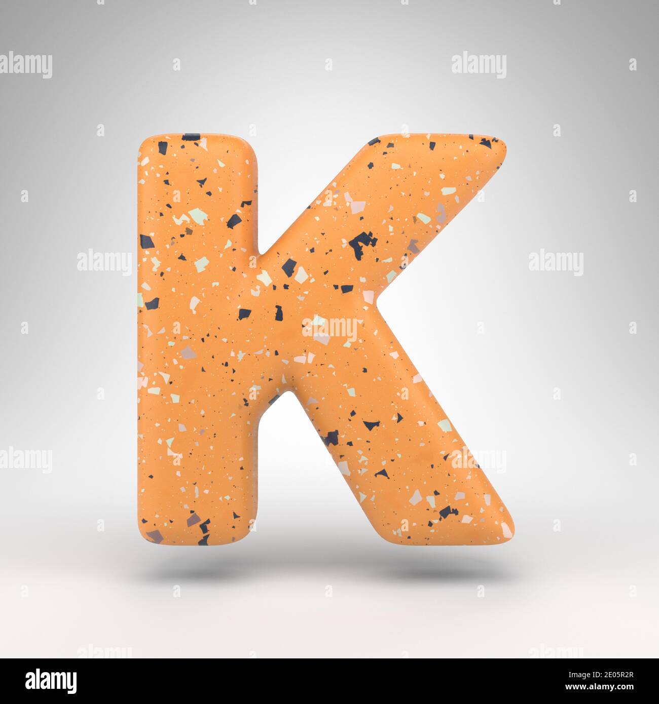 Letter K uppercase on white background. 3D rendered font with orange ...