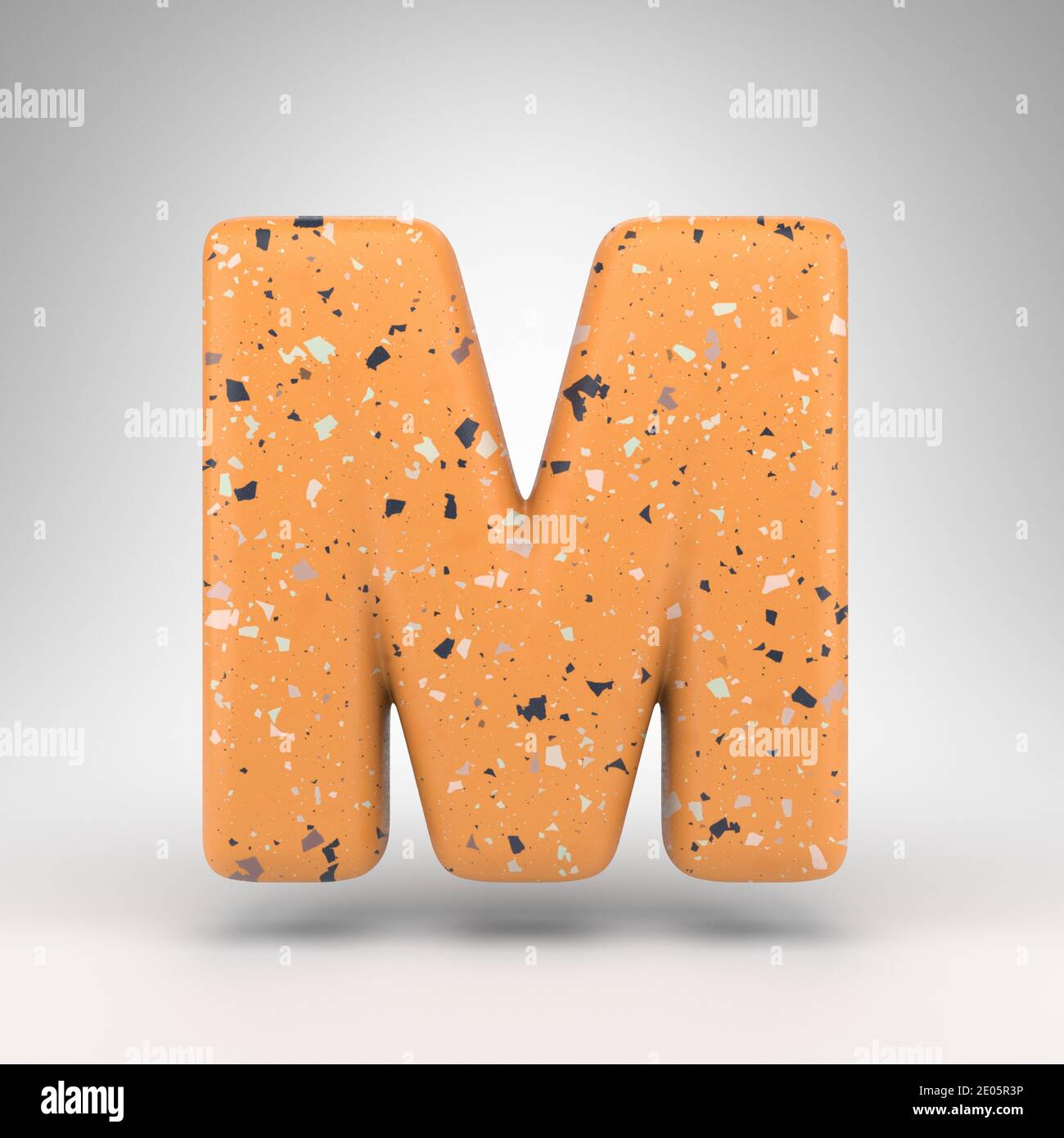 Letter M uppercase on white background. 3D rendered font with orange ...