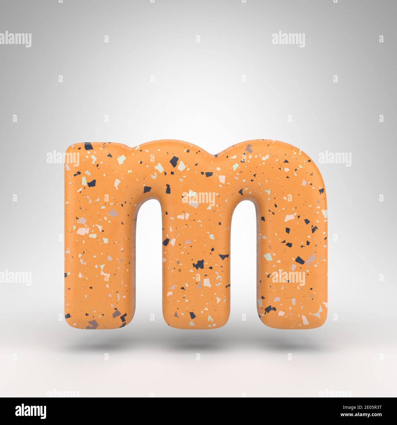 Letter M lowercase on white background. 3D rendered font with orange ...