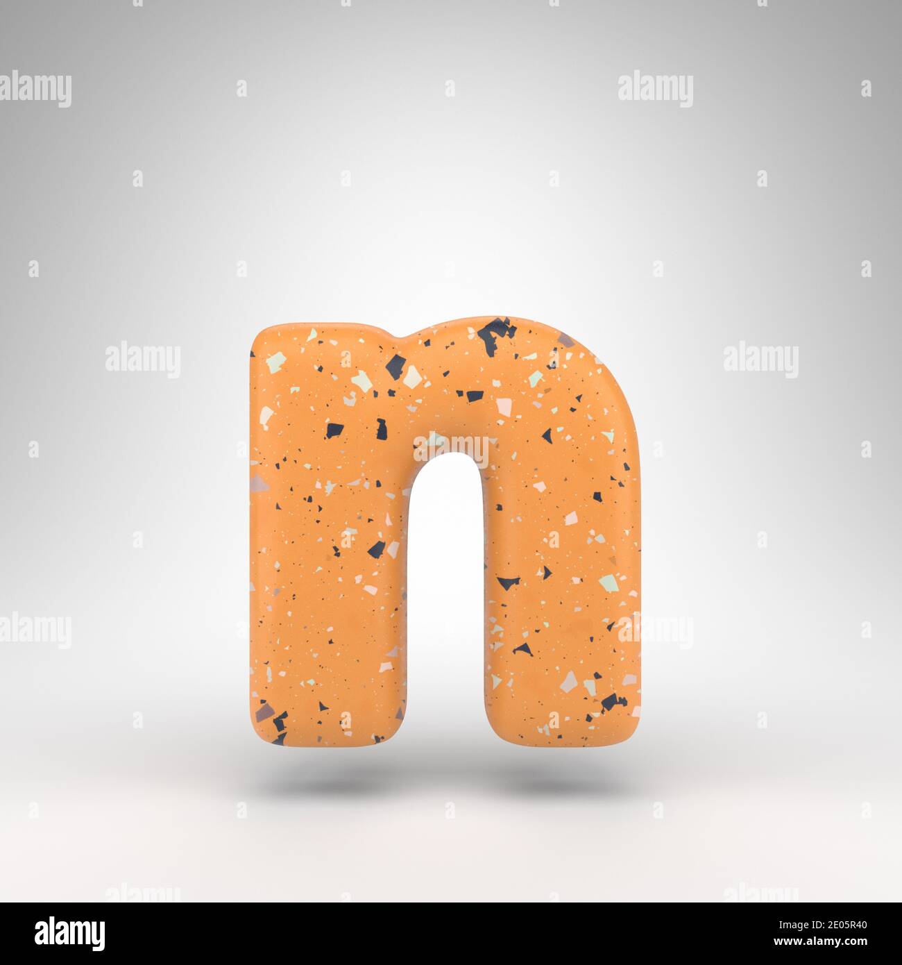 Letter N lowercase on white background. 3D rendered font with orange ...
