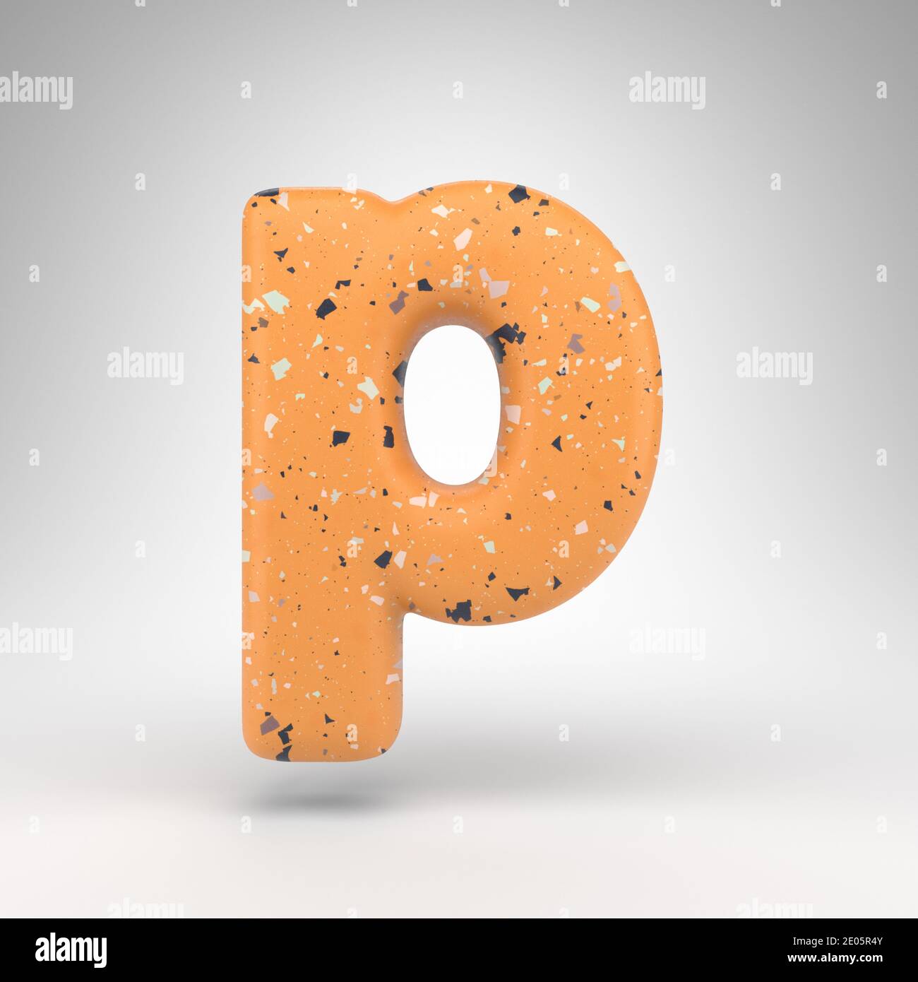 Letter P lowercase on white background. 3D rendered font with orange ...