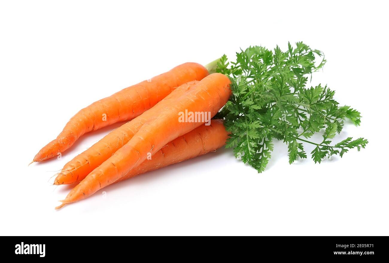 Fresh carrots isolated closeup on a white background Stock Photo - Alamy