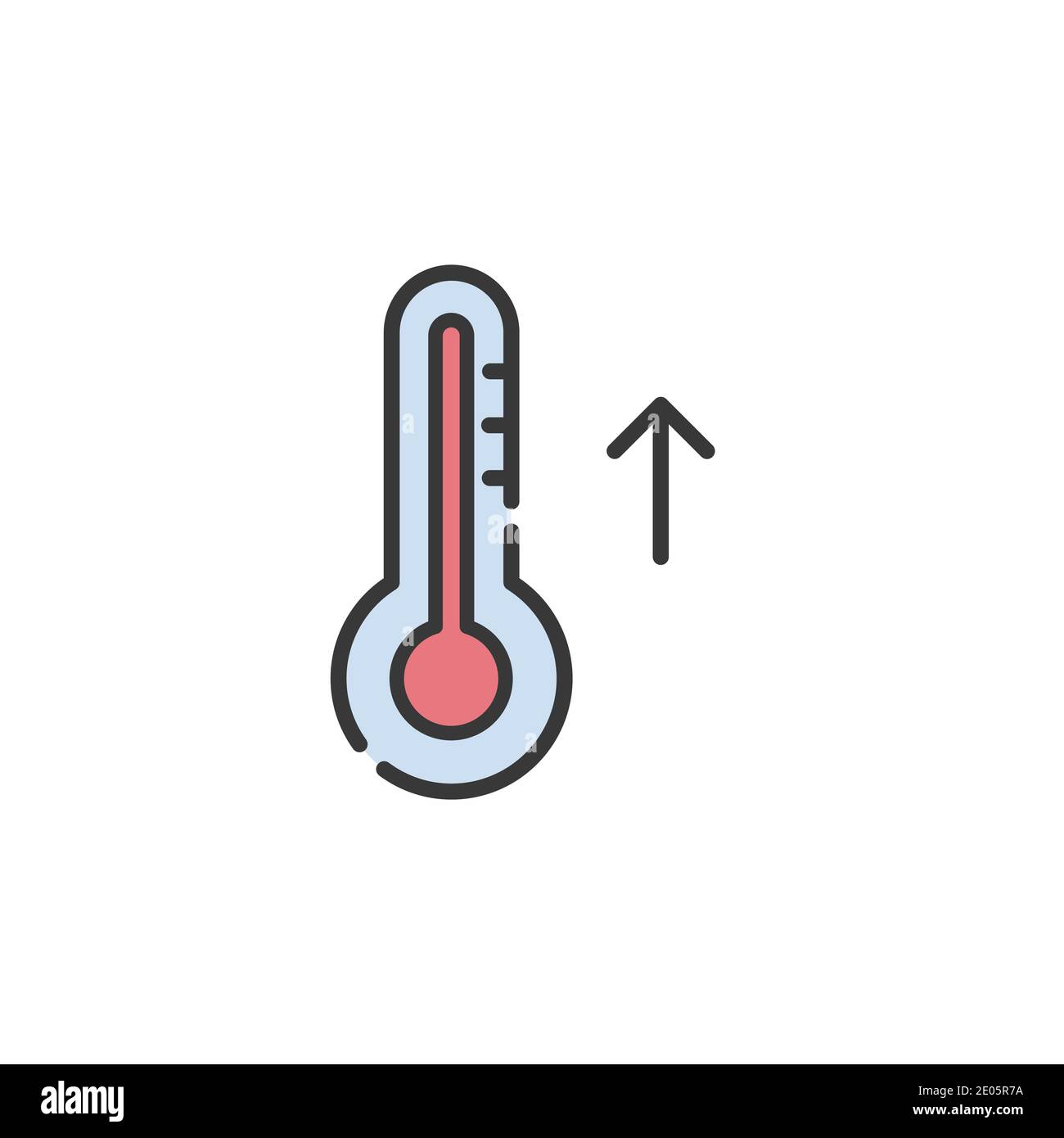 Thermometer. Rise temperature. Filled color icon. Isolated weather ...