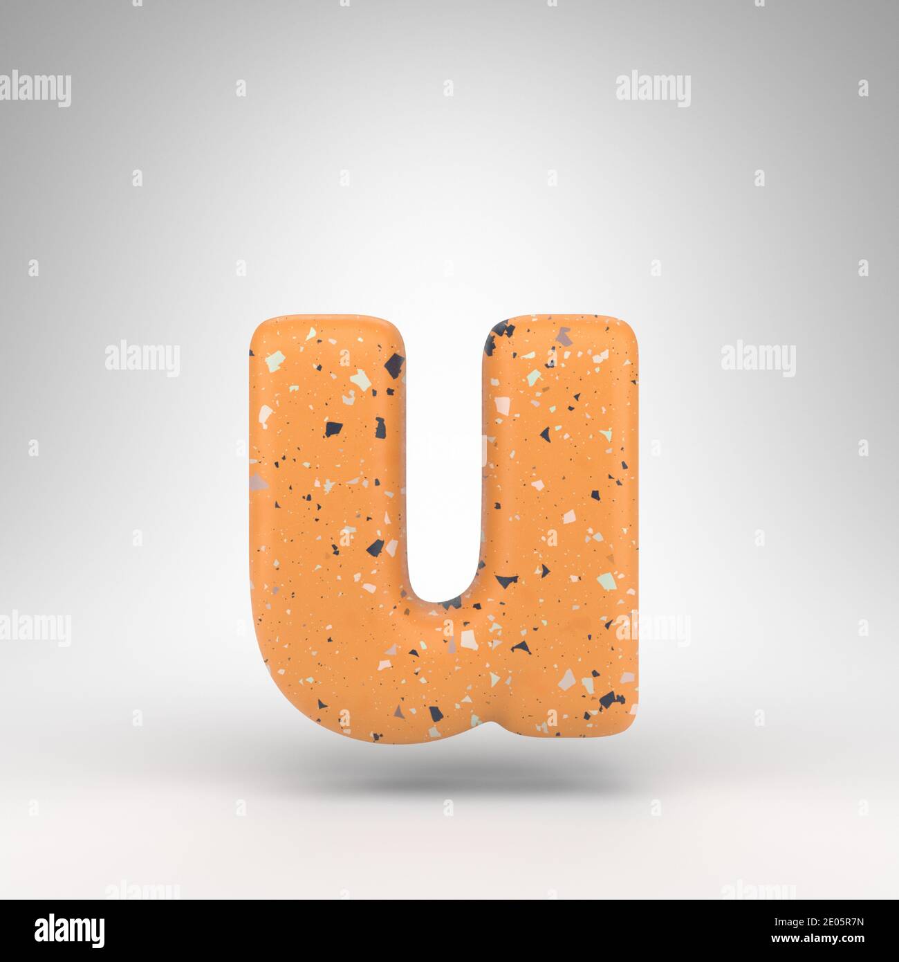 Letter U lowercase on white background. 3D rendered font with orange ...