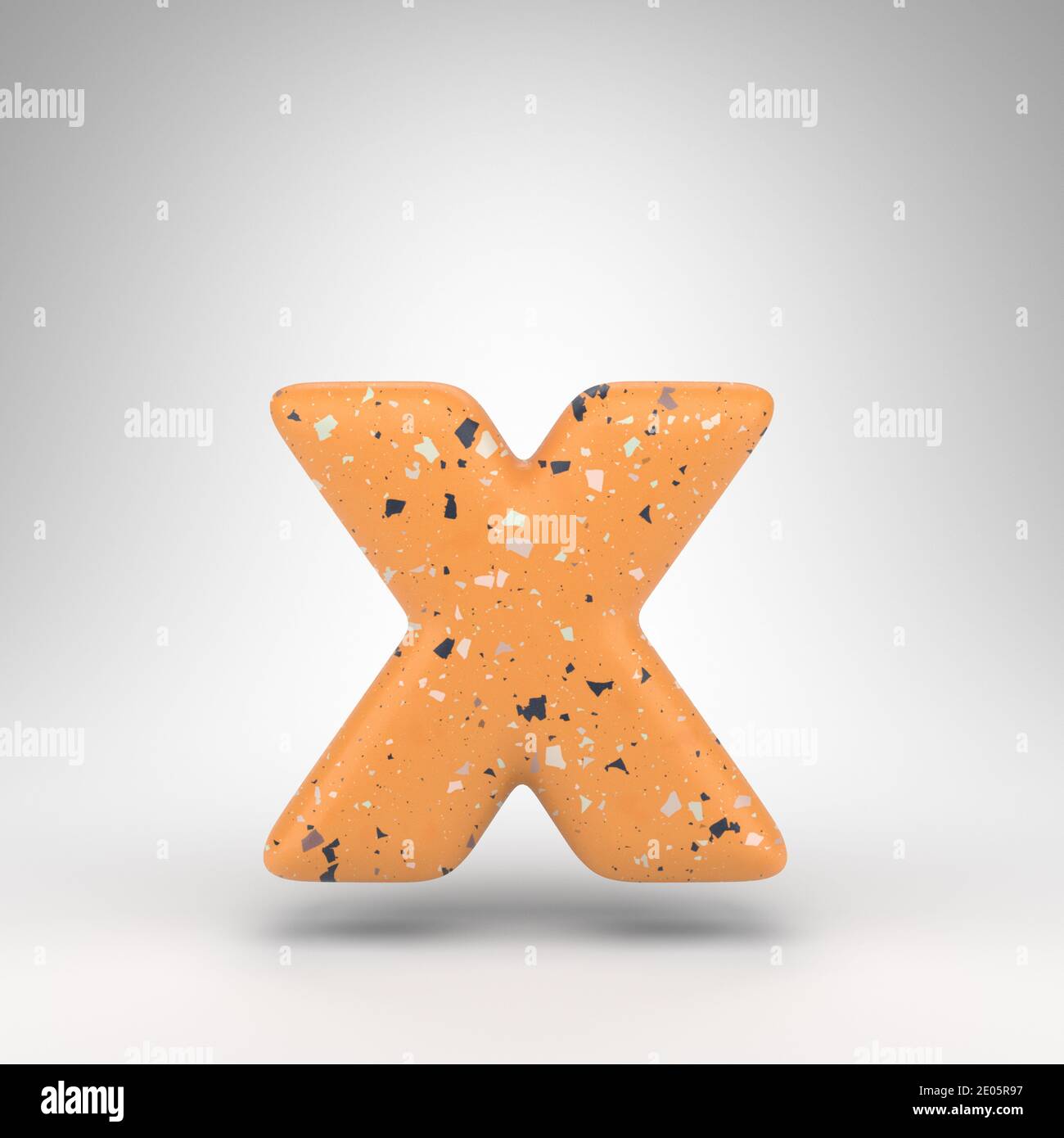 Letter X lowercase on white background. 3D rendered font with orange ...