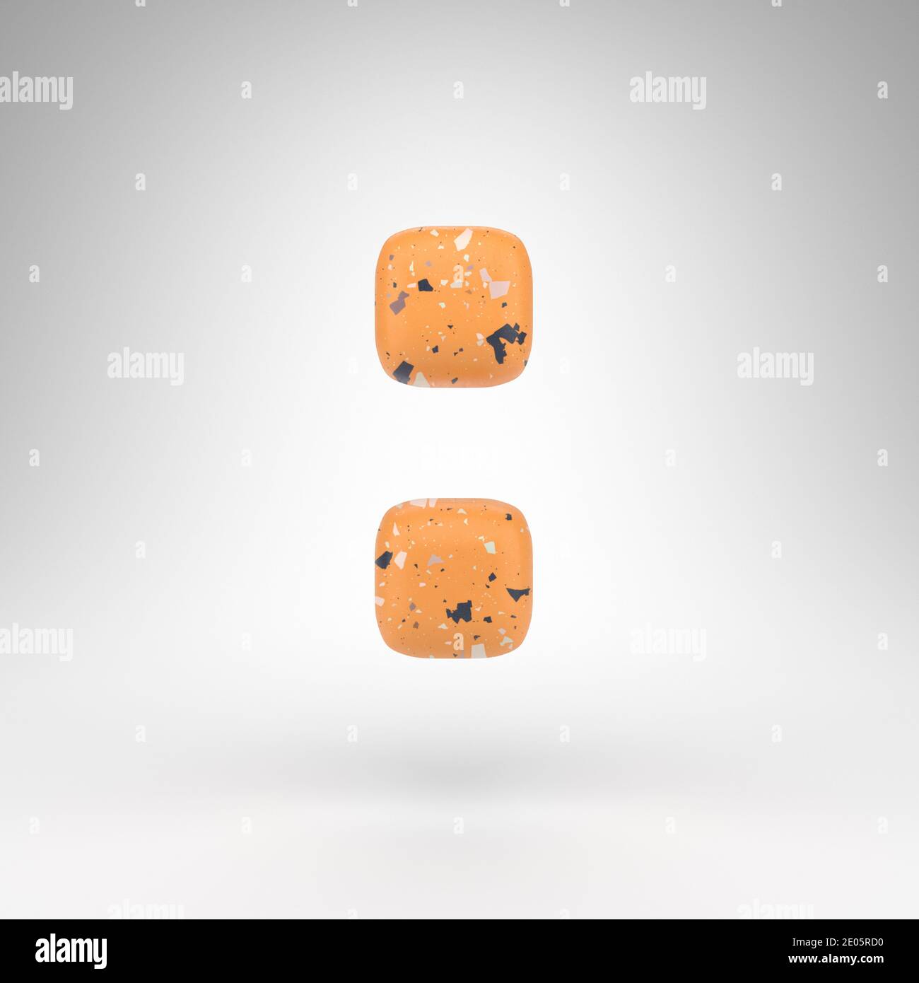 Colon symbol on white background. 3D rendered sign with orange terrazzo ...