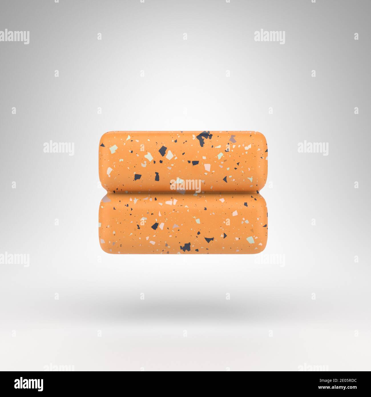 Equals symbol on white background. 3D rendered sign with orange ...