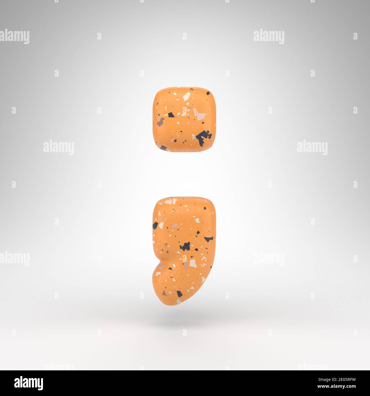 Semicolon symbol on white background. 3D rendered sign with orange ...