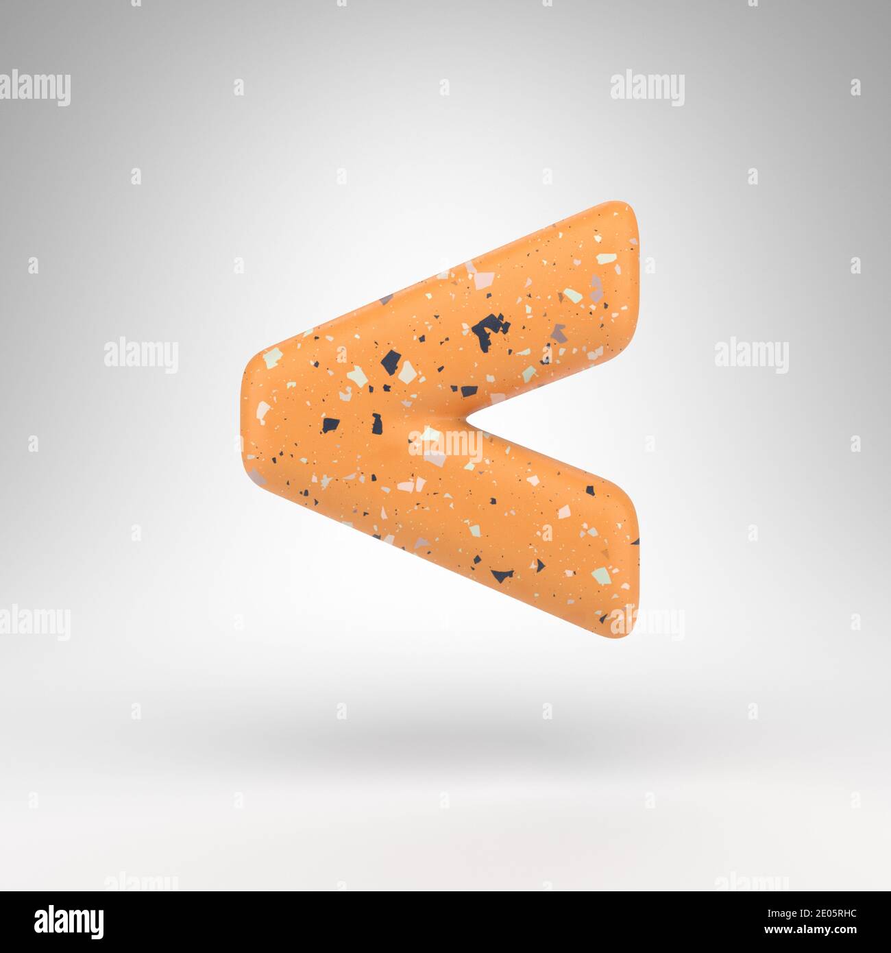 Less than symbol on white background. 3D rendered sign with orange ...