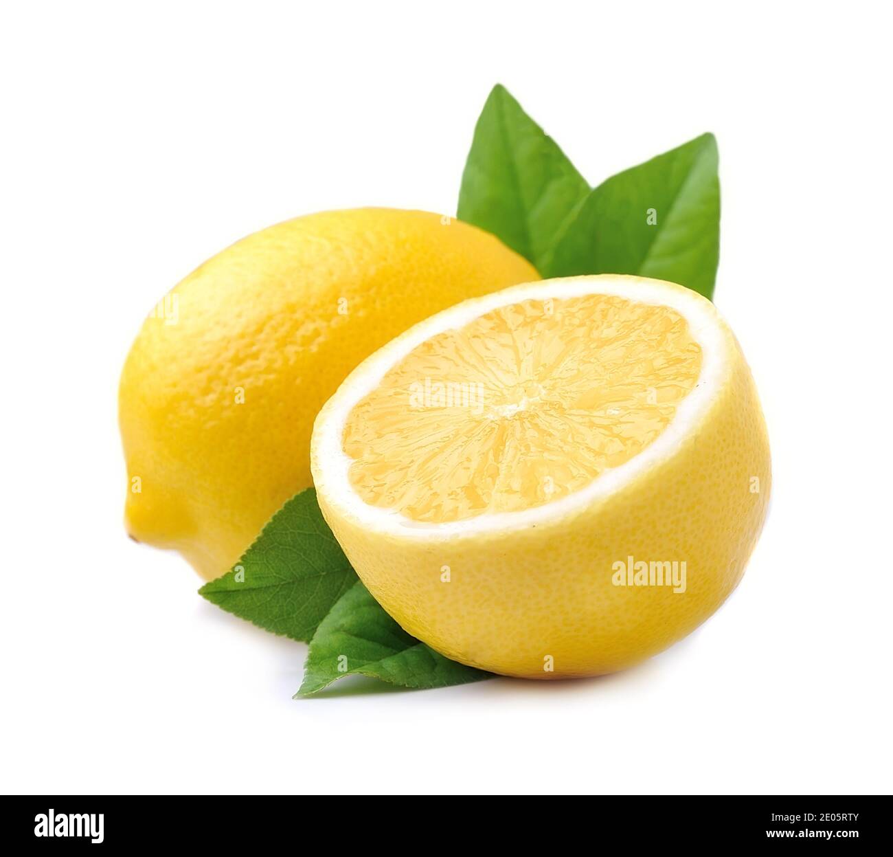 Sweet lemons with leaves isolated on white backgrounds Stock Photo - Alamy
