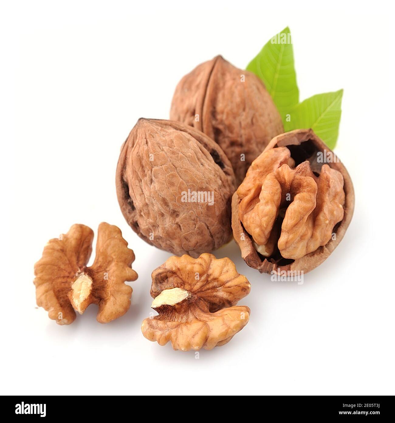 Dried walnut closeup isolated onwhite backgrounds Stock Photo - Alamy
