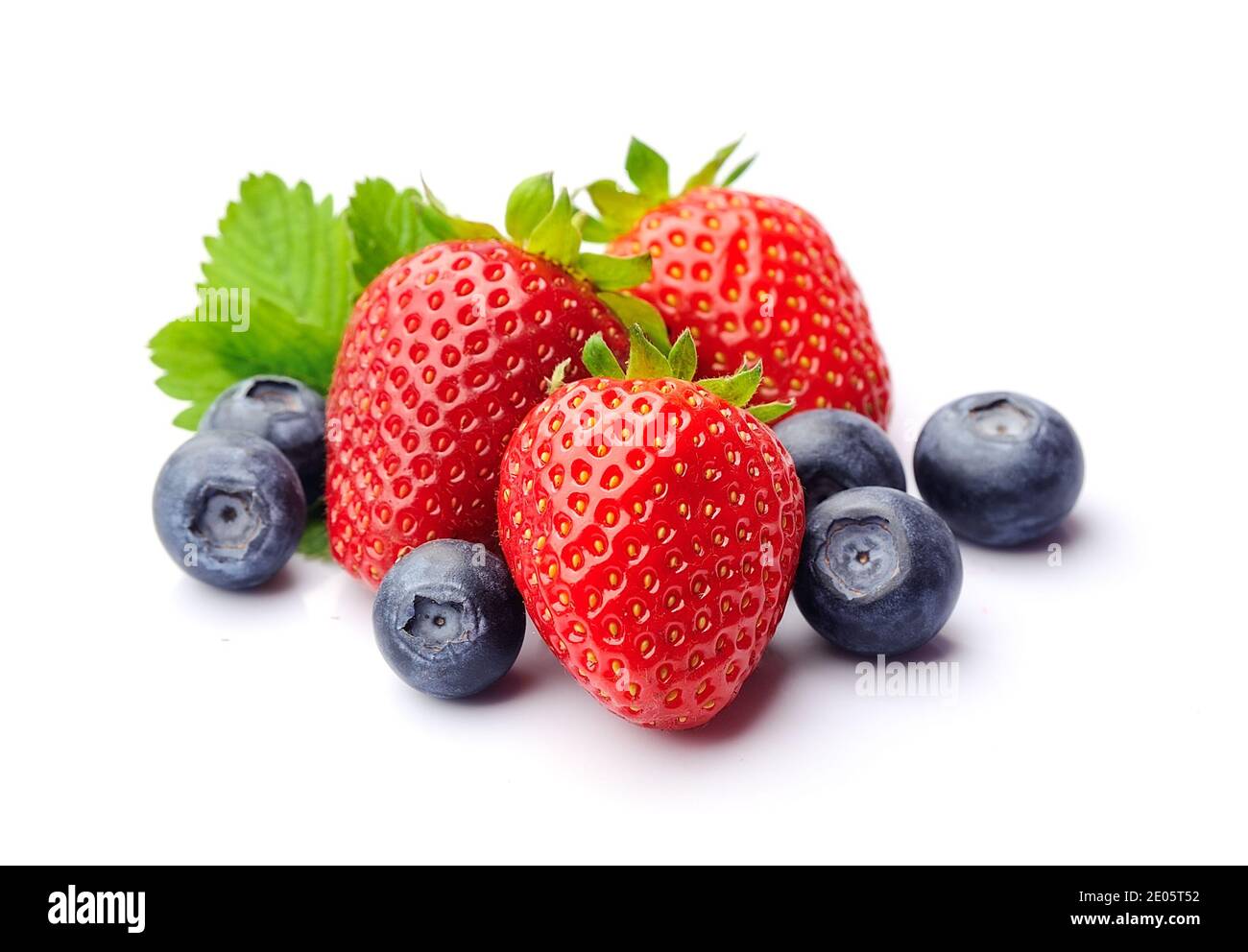 Sweet strawberry and blackberry isolated on white backgrounds Stock ...