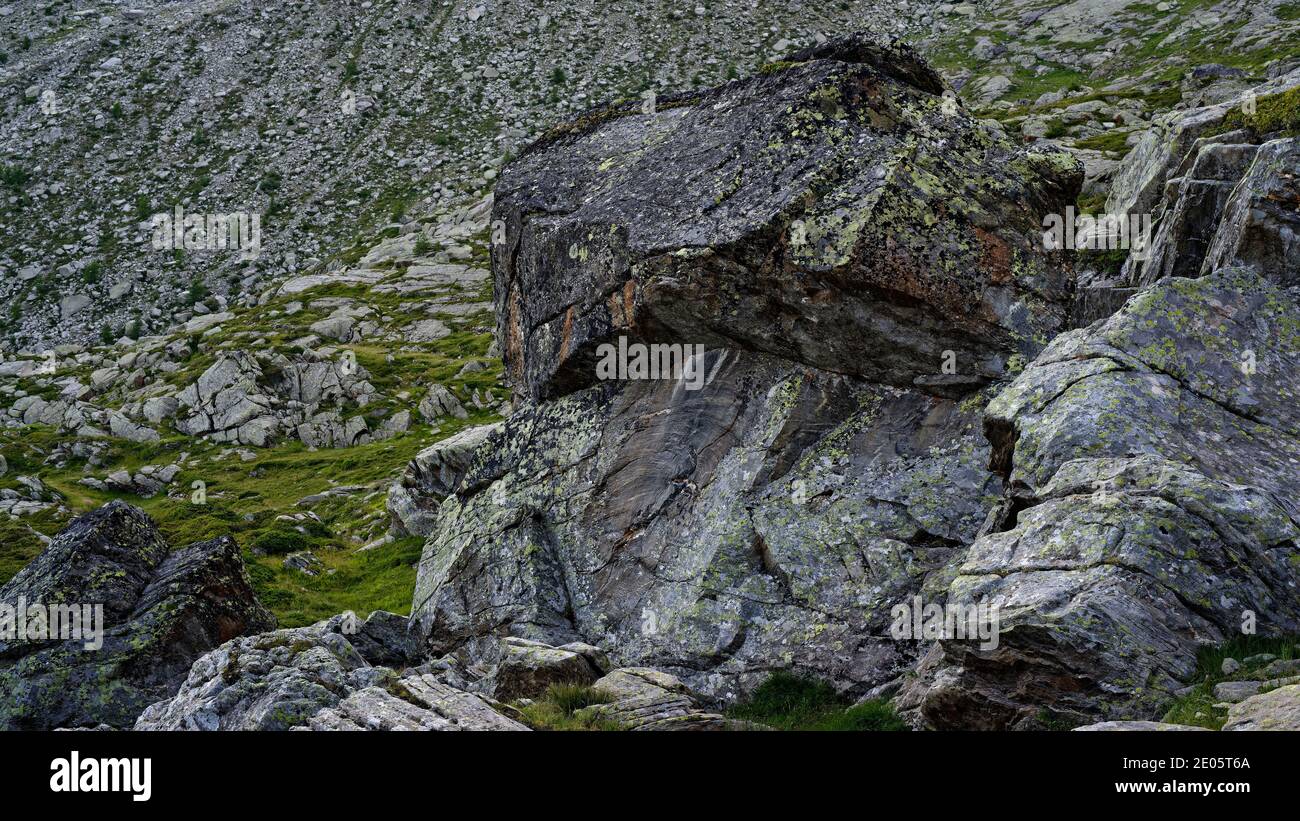 Rock formation in French Alps by Chamonix along hiking trail Stock ...