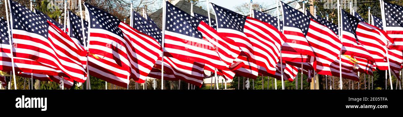 American flag blowing in breeze hi-res stock photography and images - Alamy