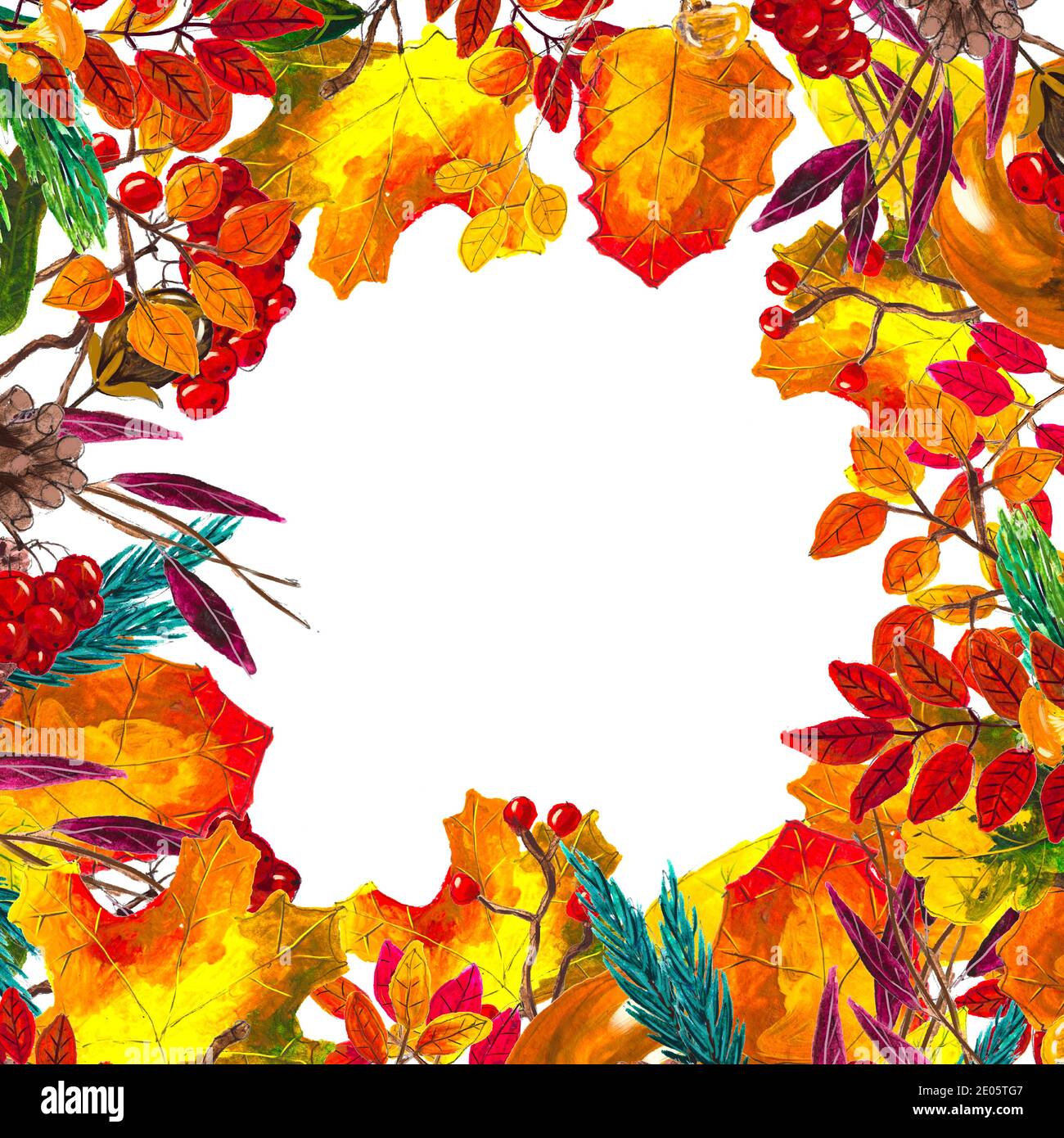 Autumn leaves border. Watercolor hand drawn frame Stock Photo - Alamy